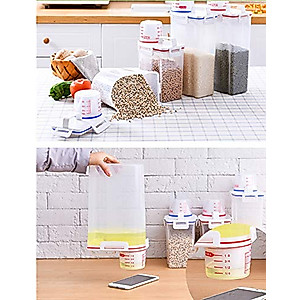 Large Rice Storage Containers Airtight Dry Food Storage Containers, BPA Free Plastic Storage Bin Dispenser with Pourable Spout, Measuring cup for Cereal, Flour and Baking Supplies(3L, Blue Set of 1)