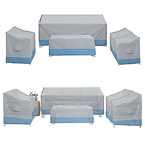 Solaste Patio Furniture Covers, 5-Piece Waterproof Outdoor Furniture Covers Set, Heavy Duty Tear-Resistant 600D Oxford Fabric Patio Sofa Covers