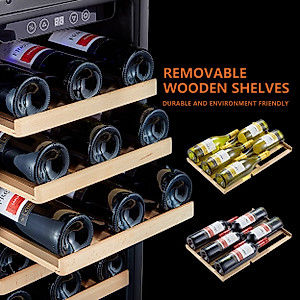 Kalamera 15” Wine Cooler and Fridge |30 Bottle Built-in & Freestanding Single Zone Wine Refrigerator |For Kitchen or Bar with Blue Interior Light |Temperature Memory Function