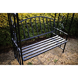 Better Garden Steel Garden Arch with Seat for 2 People, 6'7" High x 3'7" Wide, Garden Arbor for Various Climbing Plant, Outdoor Garden Lawn Backyard