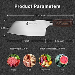 TUO Vegetable Cleaver 7 Inch- Pro Chinese Chef Knife German High Carbon Stainless Steel with Pakkawood Ergonomic Handle - Ultra Sharp Meat Cleaver for Home & Restaurant - Osprey Series with Gift Box