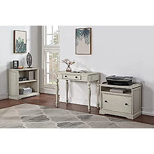 OSP Home Furnishings Country Meadows 2-Shelf Bookcase, Antique White