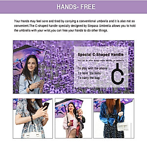 SIEPASA 49/56 Inch Inverted Reverse Upside Down Umbrella, Extra Large Double Canopy Vented Windproof Waterproof Stick Golf Umbrellas with C-shape Handle..(Blue Butterfly, 49 Inch)