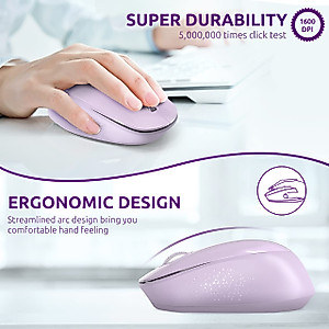 Trueque Wireless Mouse E702 2.4GHz Portable Computer Mouse with USB Receiver, Comfortable Silent Mice for Laptop, Chromebook, PC, Notebook, Desktop, Windows, Mac (Purple)