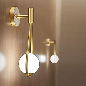HOLKIRT Mid-Century Globe Wall Sconce Lamp Modern Vanity Wall Light Fixture Brass Finish