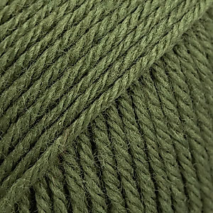 100% Wool Yarn for Knitting and Crocheting, 3 or Light, Worsted, DK Weight, Drops Karisma, 1.8 oz 109 Yards per Ball (87 Moss Green)