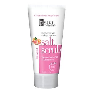 Bon Vital' BV Spa Exfoliating Salt Scrub Glows, Pink Grapefruit Body Scrub to Repair Dry Skin, Exfoliant Made with Dead Sea Salt, Jojoba, Olive, & Safflower Oil, Anniversary Gift for Women