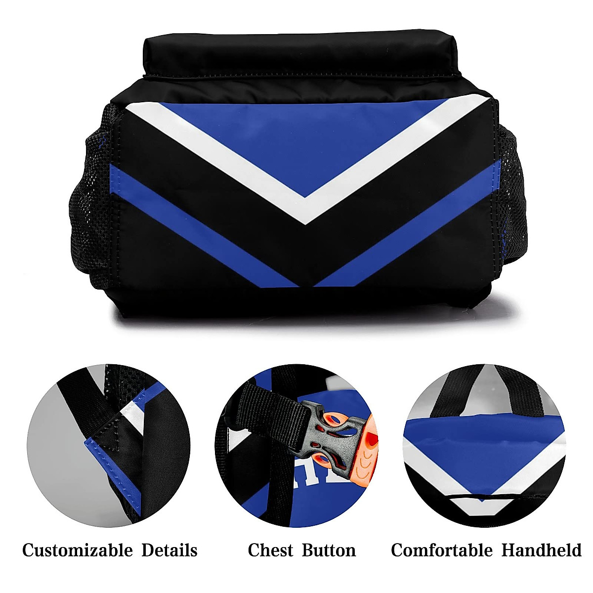 Personalized Cheer Blue Cheerleader Custom Backpack Waterproof Multifunctional Daypack with Name Gift