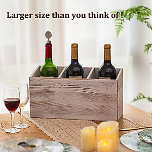 Hanobe Large Wooden Utensil Holder: Rustic Farmhouse Wood Cutlery Caddy 3 Compartment Silverware Countertop Organizer Distressed White Washed Flatware Storage for Kitchen Dinning Table