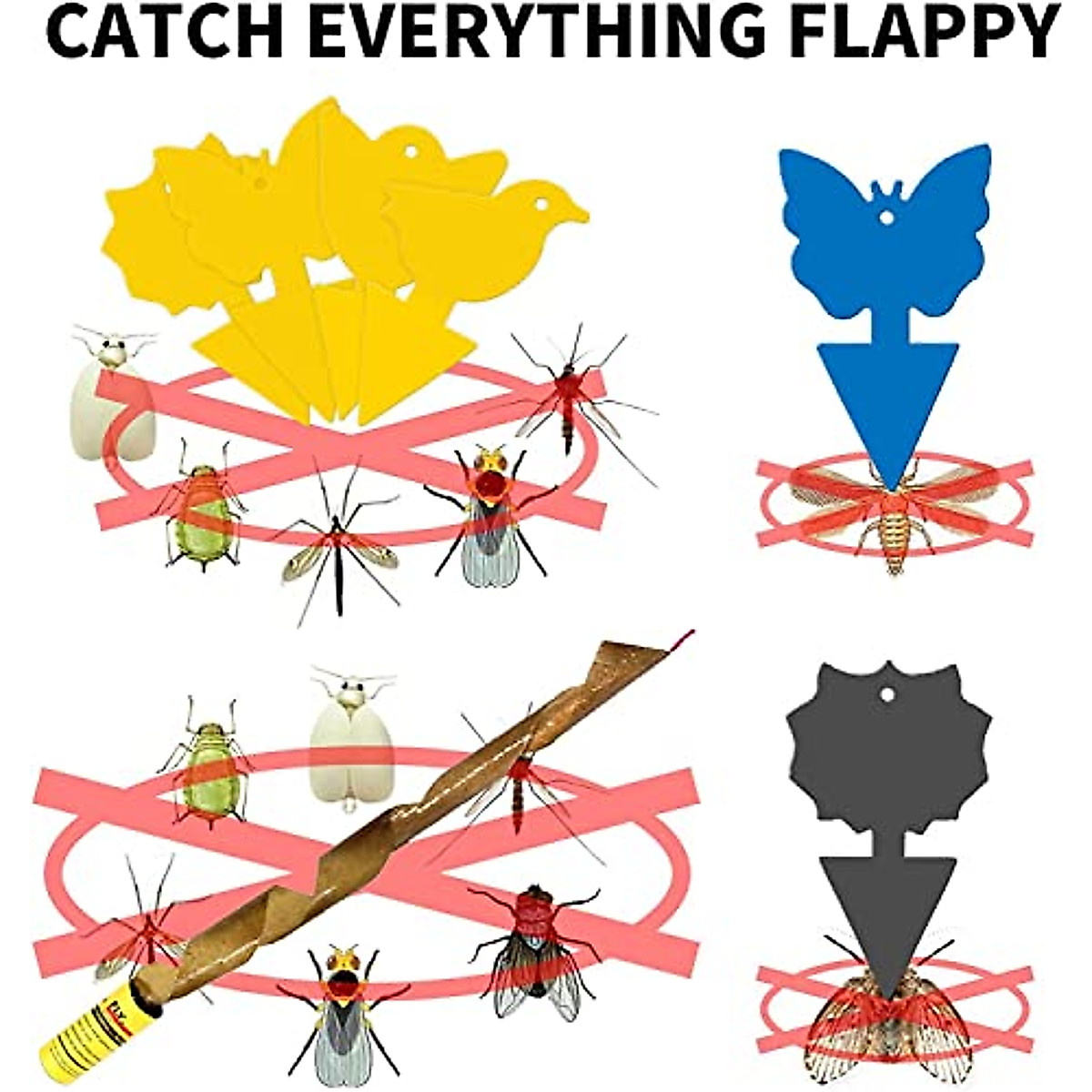 Wizpesty Fruit Fly Traps for Indoors,20pcs Yellow Sticky Fly Traps,Gnat Traps,Bugs Catcher for House Indoor and Outdoor, Bonus 4 Fly Paper Tubes