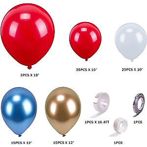 Red Blue and White Balloon Garland Arch Kit,95 pcs Red Blue White Latex and Metallic Balloons Arch Kit for Women Men Boho Birthday Wedding Baby Bridal Shower Party Decorations