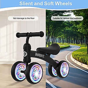 Baby Balance Bike Toys for 12-36 Months Kids Toy Boy and Girls Gifts Toddler Best First Birthday Gift Children Walker No Pedal Infant 4 Wheels Bicycle (Colorful, Black-Light)