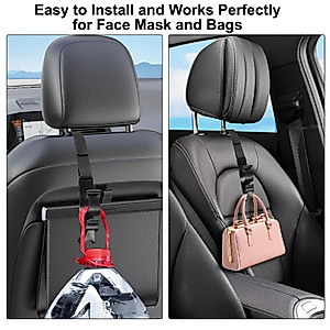 TUTUDOW 4 PACK Adjustable Car Seat Headrest Hook, Universal Car Storage Headrest Hanger Holder Hooks Organizer, Durable Backseat Hanger Interior Accessories for Umbrella, Handbag, Purse, Coat