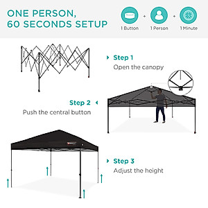 Best Choice Products 10x10ft 1-Person Setup Pop Up Canopy Tent Instant Portable Shelter w/ 1-Button Push, Case, 4 Weight Bags - Black