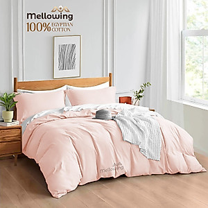 Mellowing 800 Thread Count King/Cal King (94x104) Duvet Cover - Premium Duvet Cover Soft & Breathable - 3 pcs All Season Comforter Cover with Zipper Closure & Corner Ties (Blush)
