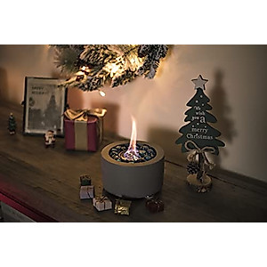 TURBRO Cement Tabletop Fire Pit for Outdoor - Ventless Fire Bowl, Odorless, Smokeless - Fueled by Ethanol Alcohol - Dark Gray