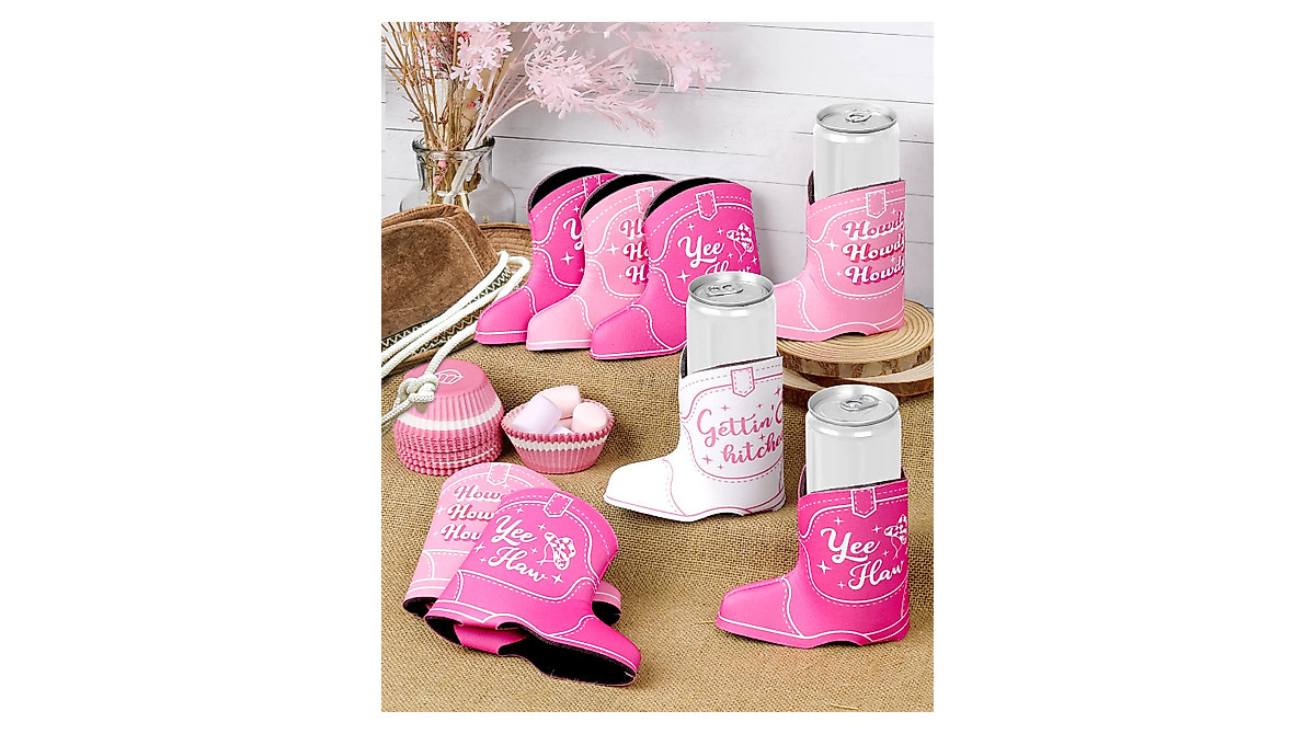 Cowgirl Boot Can Sleeves - 12 Pack for Bachelorette & Western Parties