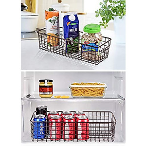 Farmhouse Decor Metal Wire Storage Organizer Bin Basket(2 Pack) - Rustic Toilet Paper Holder - Home Storage Organizer for Bathroom, kitchen cabinets,Pantry, Laundry Room, Closets, Garage (Bronze)