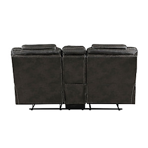 Lexicon Recife Polished Microfiber Double Reclining Loveseat, Chocolate