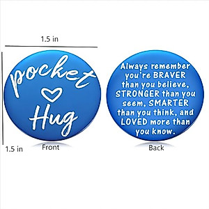 MIXJOY 2-Sided Little Pocket Hug Token Thinking of You Miss You Gift - You are Braver Than You Believe Cheer Up Gifts Good Luck Cancer Get Well Soon Coin, 1.5", Blue