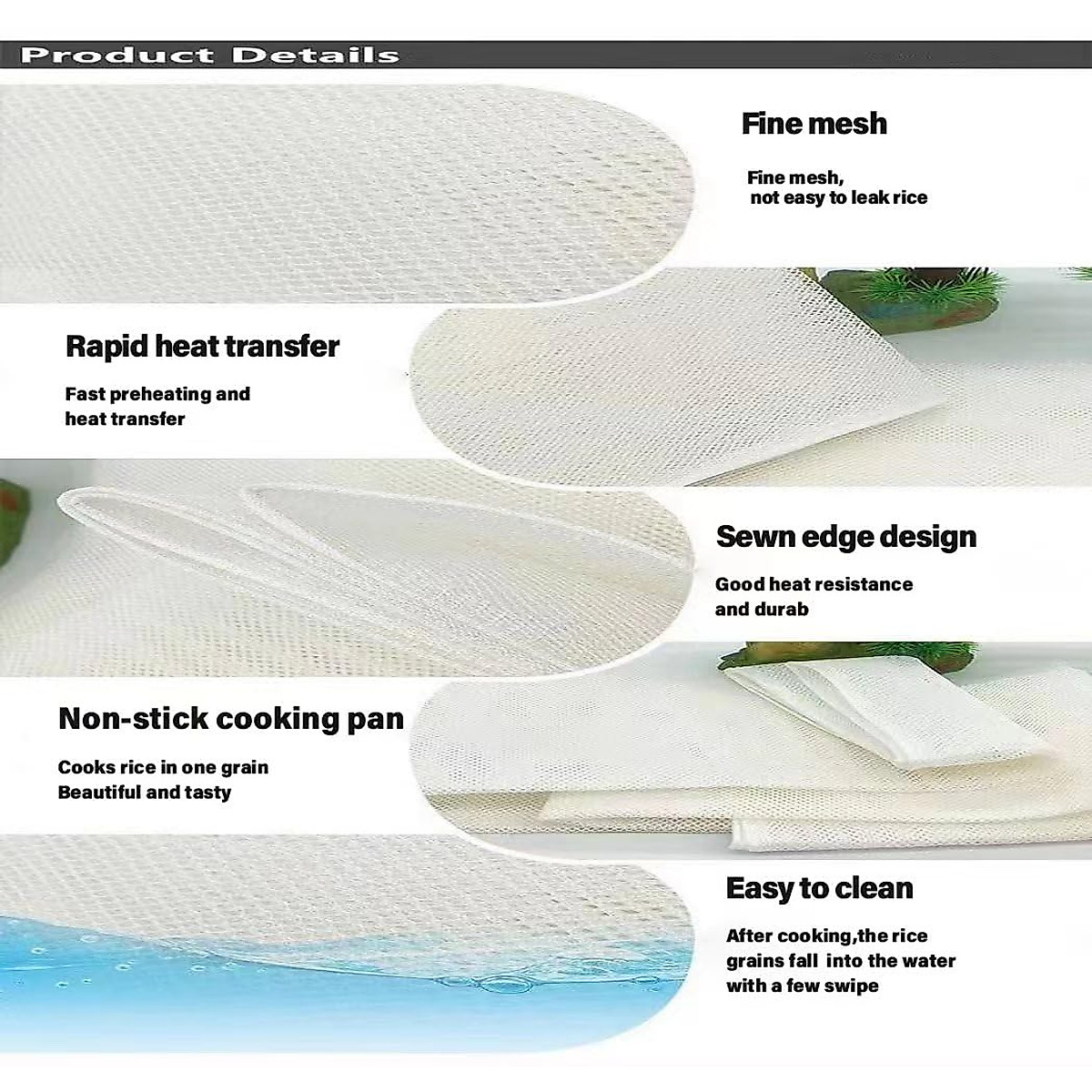 5PCS Rice Net,Cooking Cloth,Sushi Rice Cooking Net,Rice Cooker Napkin,Sushi Rice Cooking Napkin,Reusable Commercial Rice Net Napkin