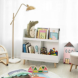 Haotian KMB19-W, Children Kids Bookcase with 5 Compartments, Storage Book Shelf, Storage Display, Rack, Organizer, Holder