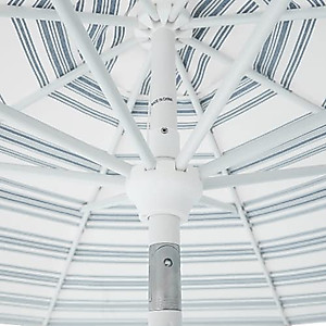 Tempera 9ft Striped Patio Umbrellas Outdoor Table Market Umbrellas with 2-year Nonfading Canopy, 8 Sturdy Ribs, Auto Tilt & Crank, Easy to set