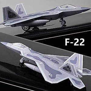 Ailejia Diecast F 22 Fighting Falcon Airplane Model Military Plane Pull Back with Lights and Sounds Fighter Jet Toys for Boys