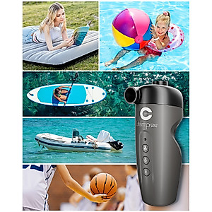 LifeImpree Portable Air Pump for Inflatables, Paddle Board Pump, Electric Air Pump for Balloons, Balls, Air Mattress, Pool Floats Toys, Swim Rings, Air Bed, 8 Nozzles & 3000mAh Rechargeable Battery