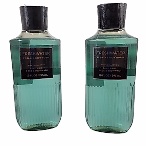 Bath and Body Works Men's Collection Freshwater 2 in 1 Hair and Body Wash 10 Oz. 2 Set.