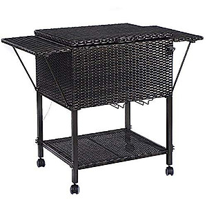 Giantex HW51578 108 Quart Rattan Cart Portable Wicker Cooler Trolley, Mix Brown
