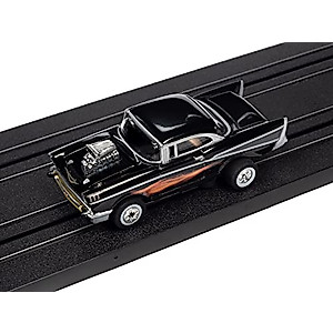 Auto World Thunderjet 1957 Chevrolet Bel Air Street Rod w/Blower (Black) HO Scale Slot Car