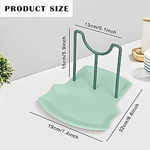 FYY Spoon Rest, Kitchen Utensil Holder with Drip Pad Heat-Resistant BPA-Free Spoon Holder with Detachable Pot Lid Holder for Stove Top Countertops Organizer for Spoons, Ladles, Spatulas, Lids - Green