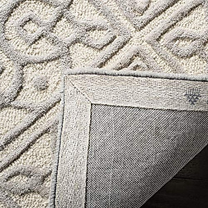 SAFAVIEH Cambridge Collection 8' x 10' Ivory/Grey CAM731Q Handmade Trellis Premium Wool Area Rug