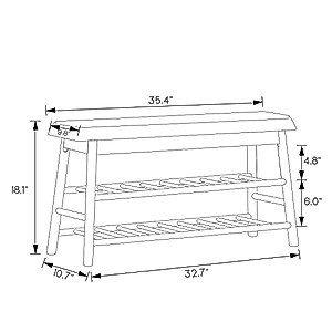 MoNiBloom 2 Tier Shoes Bench, Bamboo Upholstered Shoe Rack Entryway Storage for High Heels Sneakers Sandals Slippers - Natural (6-10 Pairs)
