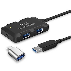 USB 3.0 Hub 4-Port USB C Hub to USB 3.0 Hub Adapter Ultra-Slim Data USB Hub 2.5ft Extended Cable Compatible Laptop, Surface Pro,XPS,PC,Camera,Flash Drive,Mobile HDD,Type C Devices SHARLLEN-(Black)