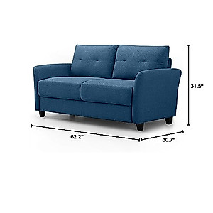 ZINUS Ricardo Loveseat Sofa Tufted Cushions, Easy, Tool-Free Assembly, Lyon Blue