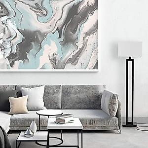 Globe Electric 67046 D'Alessio 58" Floor Lamp, Matte Black, White Linen Shade, On/Off Socket Rotary Switch