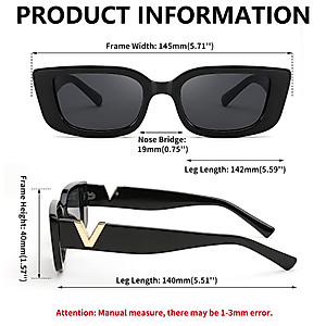 FEISEDY Small Rectangle Sunglasses for Women Men Vintage Trendy Y2K Rectangular Sunglasses B9066