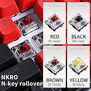 Guffercty kred Sk61 60% Mechanical Keyboard Linear Red Switch Hot Swappable 60 Percent RGB Wired Gaming Keyboard with Backlit PBT Keycaps Type-C for Win/PC/Mac (Gateron Optical Red, Milan)