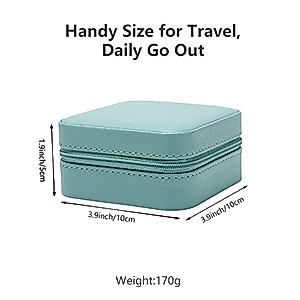 Vee Travel Jewelry Box with Mirror, Small Jewelry Organizer Display Storage Case for Women Girls Earrings Rings Necklaces (Blue)