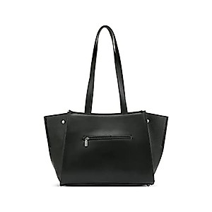 Pixie Mood Valentina 13.5 x 9 Vegan Leather Expandable Small Tote Bag, Black
