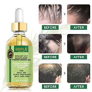 Organic Rosemary Oil For Hair Growth 3.1 FL OZ, Pure Natural Scalp Hair Growth Oil With Essential Oils, Rosemary Hair Oil Nourishing Treatment For Split Ends, Dry Scalp, Hair Growth