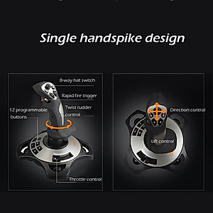 PC Joystick, USB Game Controller with Vibration Function and Throttle Control, PXN 2113 Wired Gamepad Flight Stick for Windows PC/Computer