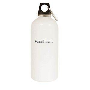 #availment - 20oz Hashtag Stainless Steel White Water Bottle with Carabiner, White