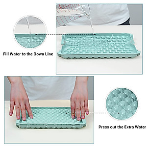 Combler Upgraded Material Ice Cube Trays for Freezer, 123X3 Pcs Mini Ice Cube Tray with Lid and Bin, Easy Release, Pebble Ice Maker for Chilling Coffee Drinks, Pink Kitchen Accessories