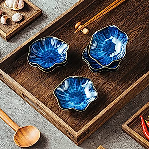 LiveHouse 4.3 Inch Vintage Style Kiln Glazed Small Ceramic Dipping Bowls Pinch Bowl Side Dishes for Soy Sauce Dessert Tomato, Set of 6