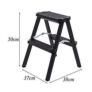 PENGJIE Folding Ladder Step Stool Ladder Stool 2 Step Folding Aluminum Heavy Duty Steel Portable Anti Slip Mat Tread Compact 150 Kg Capacity
