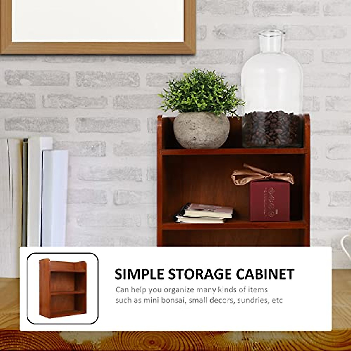 VOSAREA Floating Shelf Rack Wooden Figurine Shadow Box Drawer Organizer for Wall Mount Counter Top Cabinet Wood Color