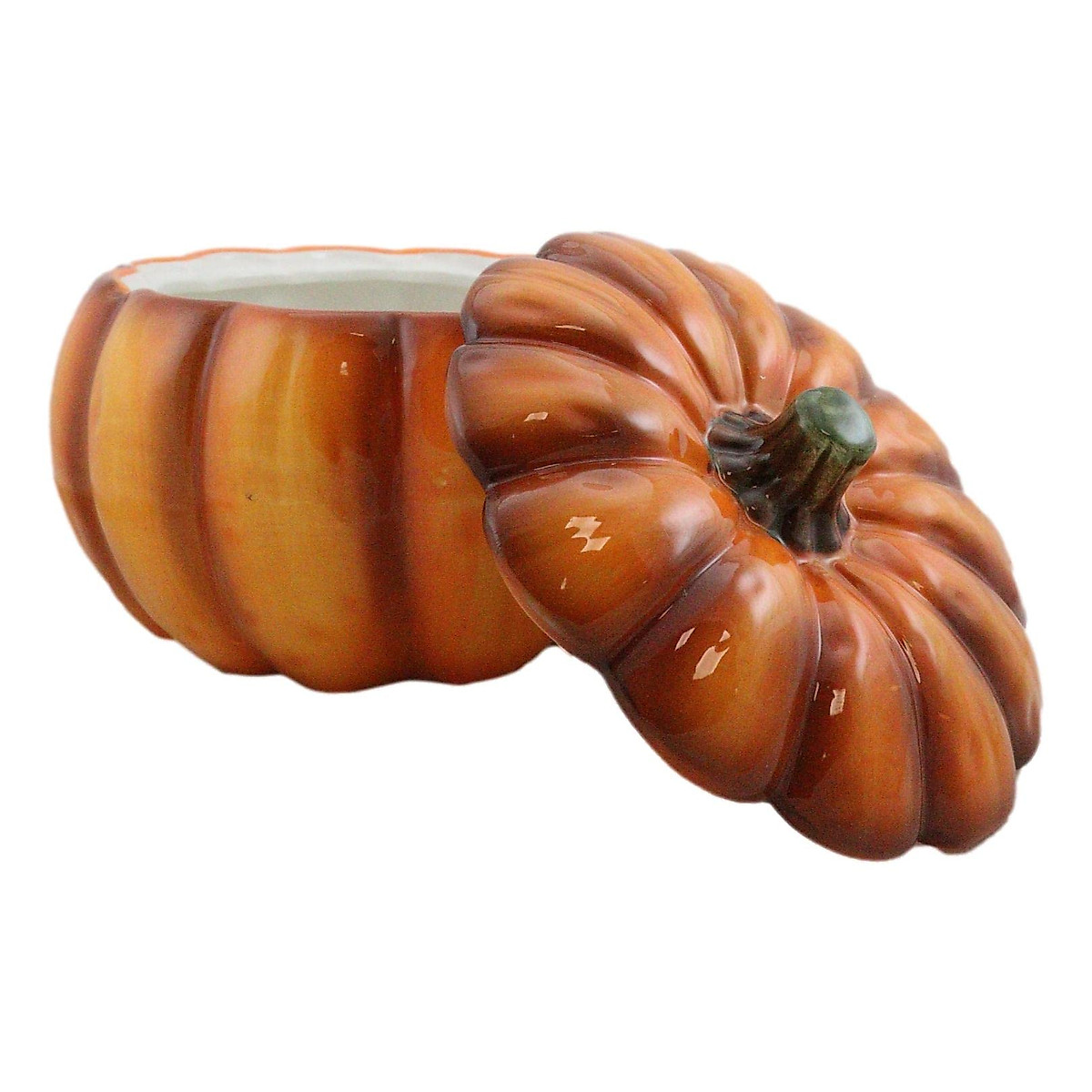 Ebros 6" Diameter Home And Kitchen Gourmet Vegetable Pumpkin Soup Or Dessert Bowl With Lid Ceramic Decor Dinnerware For Halloween Pumpkins Party Accent (1)